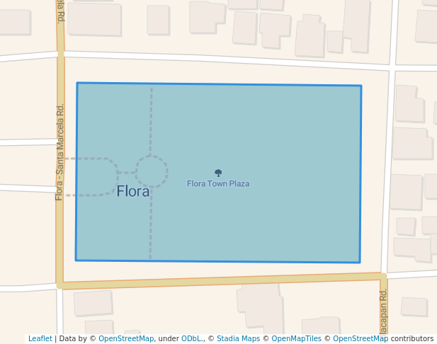 Flora Town Plaza in Flora | Map and Routes