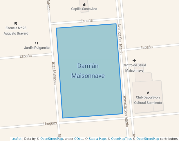 Plaza 9 de Julio in Damian Maisonave | Map and Routes