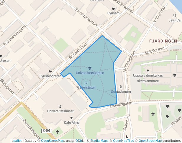Universitetsparken in Uppsala | Map and Routes