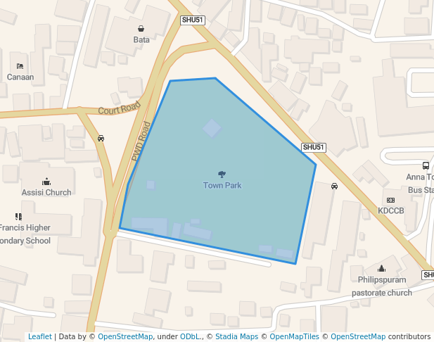 Town Park in Nagercoil | Map and Routes