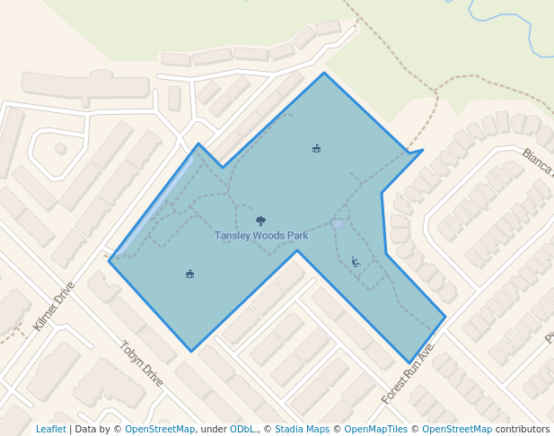 Tansley Woods Park in Burlington | Map and Routes