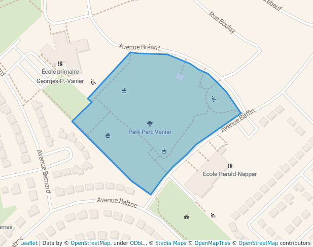 Park Parc Vanier in Brossard | Map and Routes