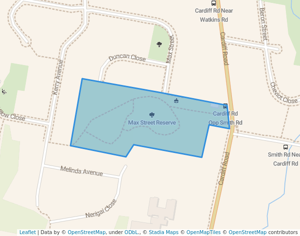 Max Street Reserve in Elermore Vale | Map and Routes