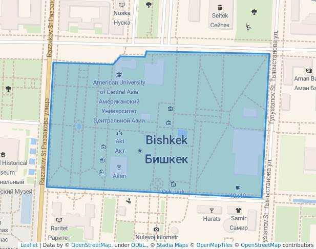 Oak Park in Bishkek | Map and Routes