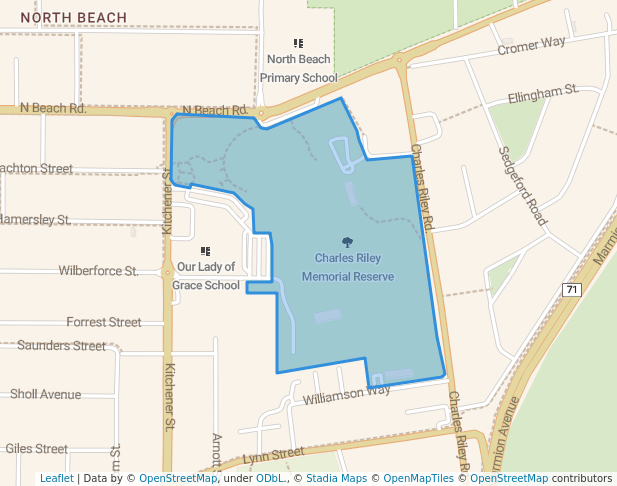 Charles Riley Memorial Reserve in North Beach | Map and Routes
