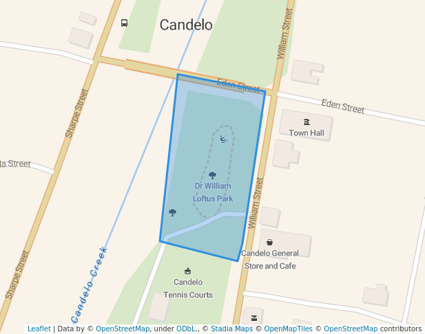 Dr William Loftus Park in Candelo | Map and Routes