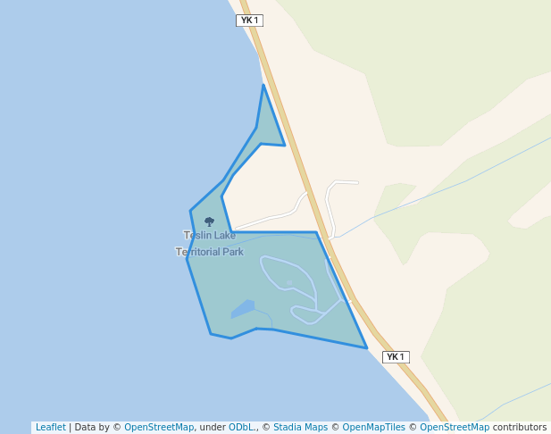 Teslin Lake Territorial Park in Teslin Lake | Map and Routes