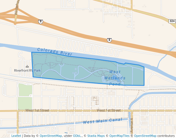 West Wetlands Park in Yuma | Map and Routes