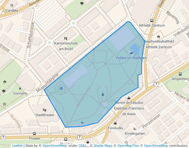 Stadtpark in St. Gallen | Map and Routes