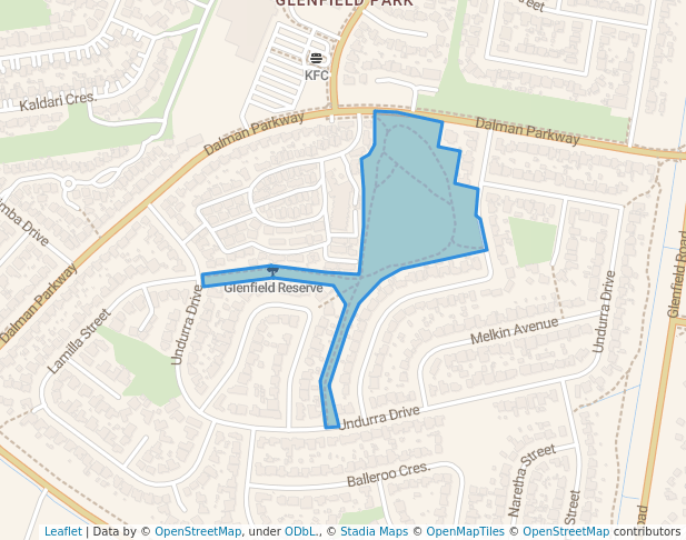 Glenfield Reserve in Glenfield Park | Map and Routes