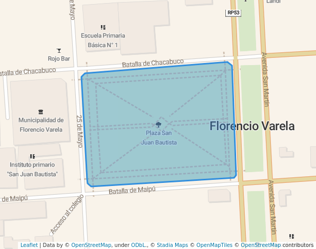 Plaza San Juan Bautista in Florencio Varela | Map and Routes