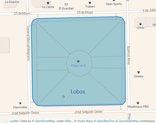 Plaza 1810 in Lobos | Map and Routes