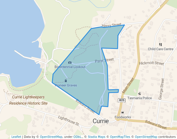 Bicentennial Park in Currie | Map and Routes