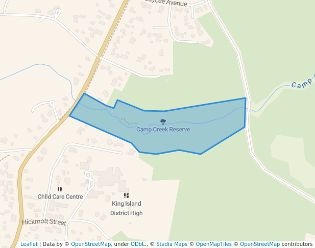 Camp Creek Reserve in Currie | Map and Routes