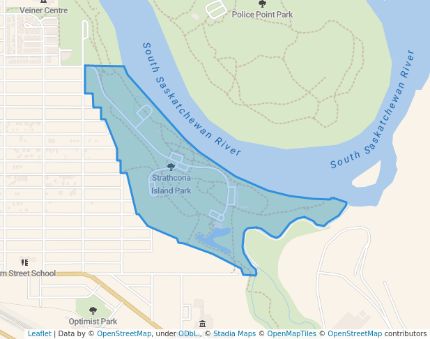 Strathcona Island Park in Medicine Hat | Map and Routes