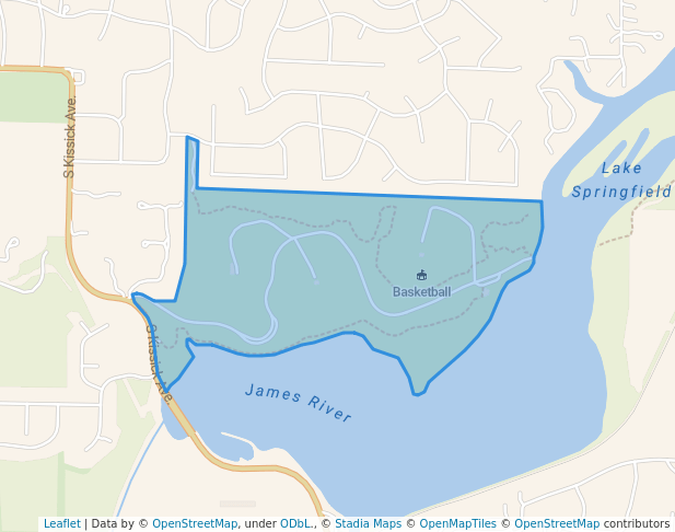 Lake Springfield Park in Springfield | Map and Routes