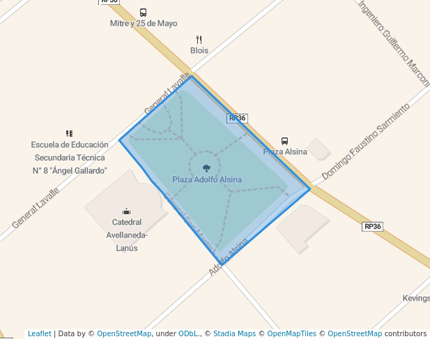 Plaza Adolfo Alsina in Avellaneda | Map and Routes