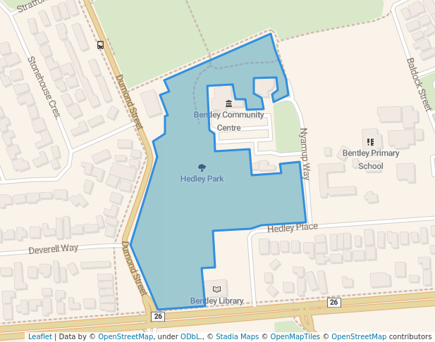 Hedley Park in Bentley | Map and Routes