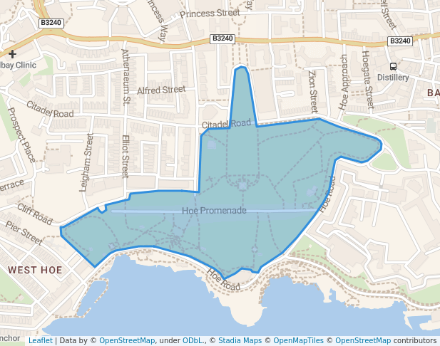 Plymouth Hoe in Plymouth | Map and Routes