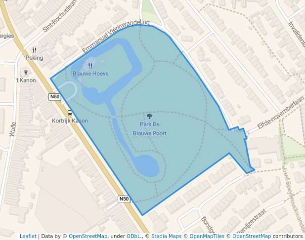 Park De Blauwe Poort in Kortrijk | Map and Routes