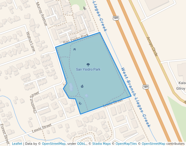 San Ysidro Park in Gilroy | Map and Routes