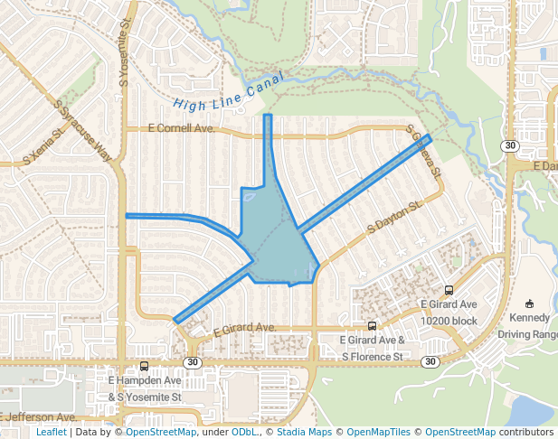 Hampden Heights Park in Denver | Map and Routes