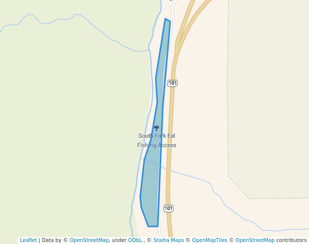 South Fork Eel Fishing Access in Garberville | Map and Routes