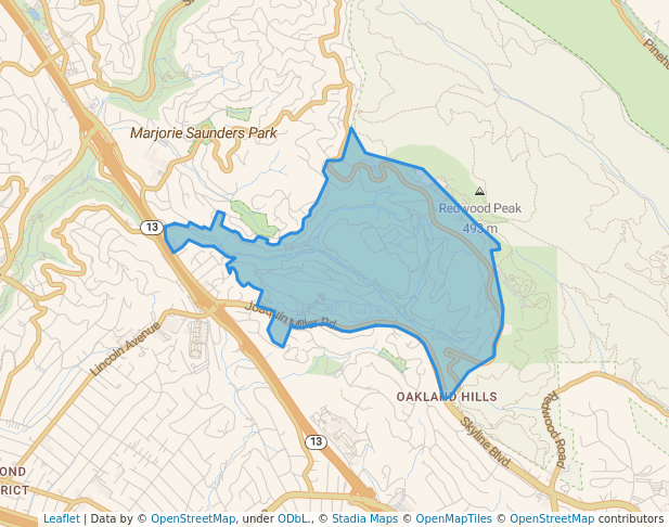 Joaquin Miller Park in Oakland | Map and Routes