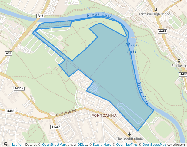 Pontcanna Fields in Cardiff | Map and Routes