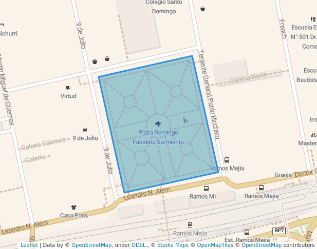 Plaza Domingo Faustino Sarmiento in Ramos Mejía | Map and Routes