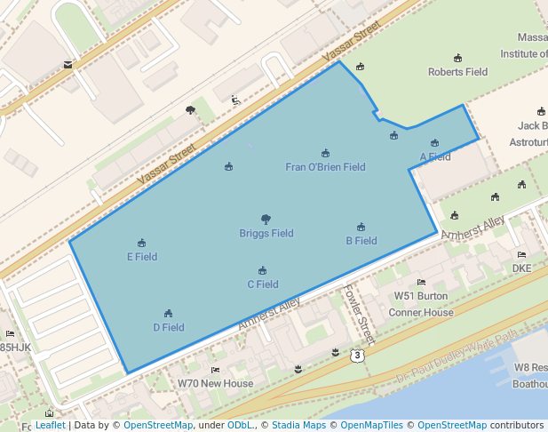 Briggs Field in Cambridge | Map and Routes