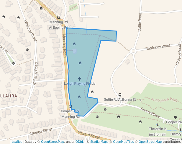 Lough Playing Fields in Double Bay | Map and Routes
