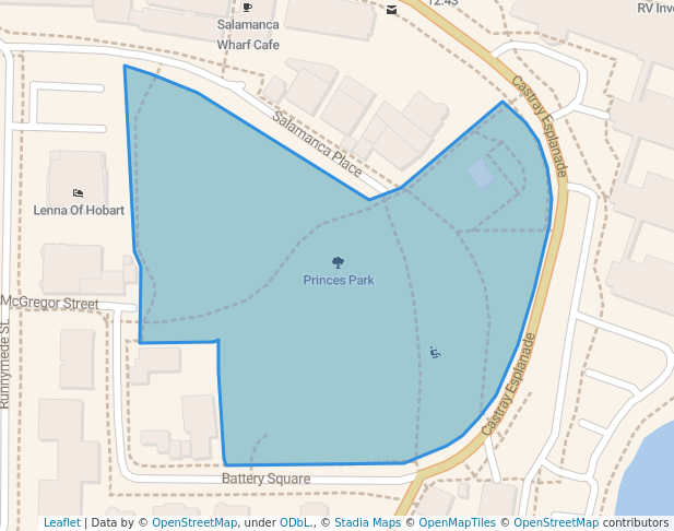 Princes Park in Battery Point | Map and Routes