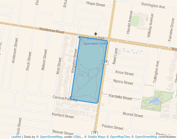 Central Park in Malvern East | Map and Routes