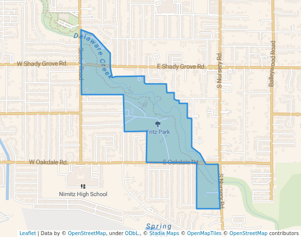 Fritz Park in Irving | Map and Routes