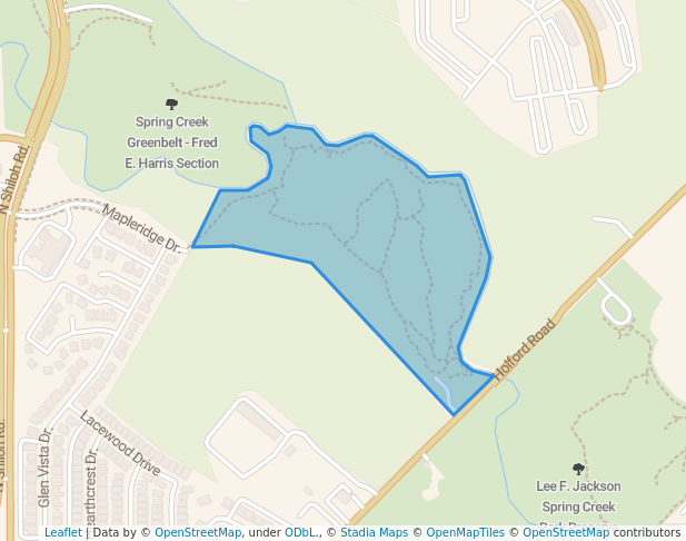 Spring Creek Forest Preserve Park in Garland | Map and Routes