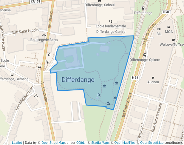 Parc Edmond Dune in Differdange | Map and Routes