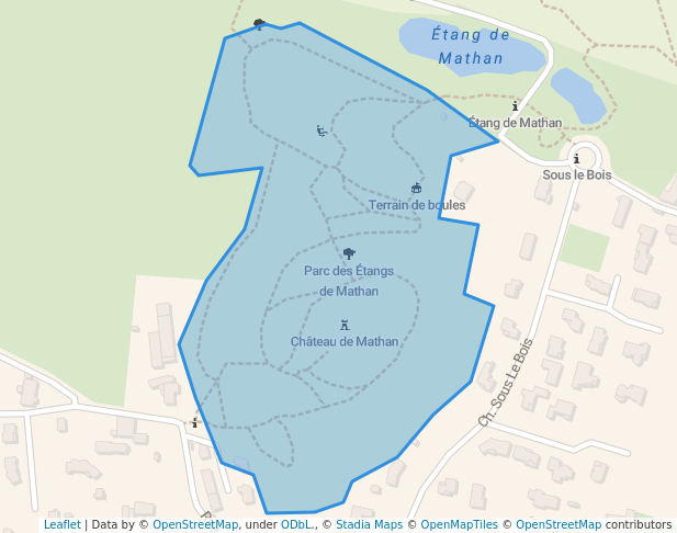 Parc des Étangs de Mathan in Genas | Map and Routes