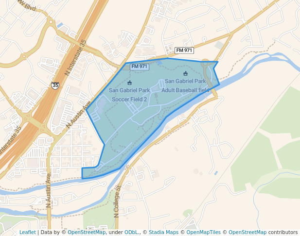 San Gabriel Park in Georgetown | Map and Routes