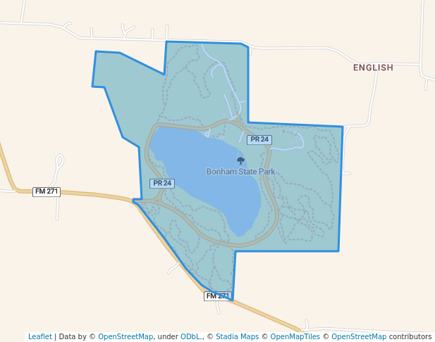 Bonham State Park in Bonham | Map and Routes