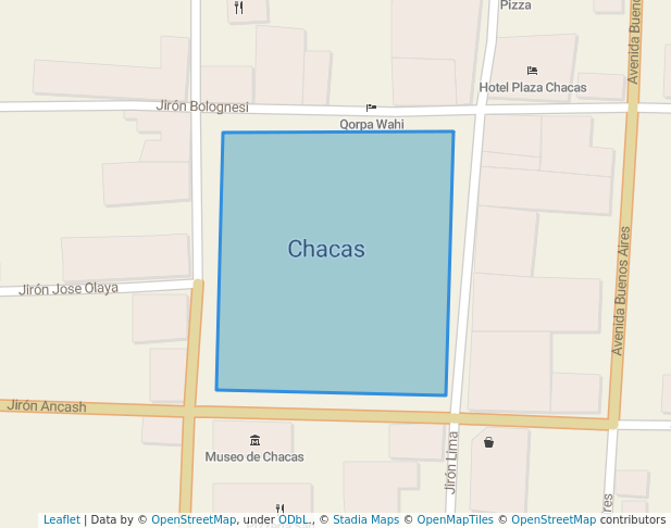 Plaza Ugo de Censi in Chacas | Map and Routes