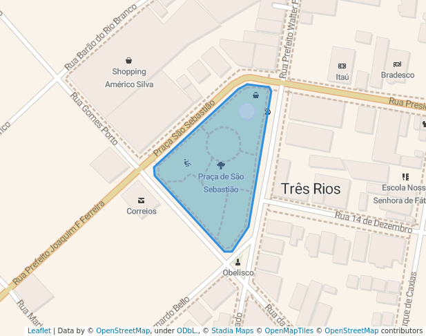 Praça de São Sebastião in Três Rios | Map and Routes