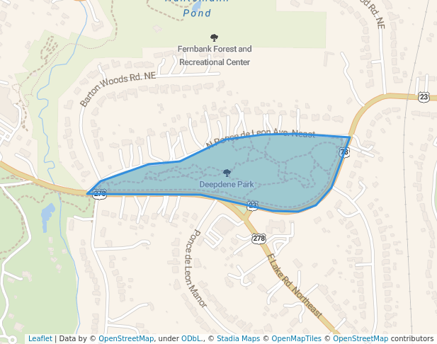Deepdene Park in Atlanta | Map and Routes