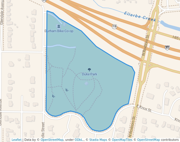 Duke Park in Durham | Map and Routes