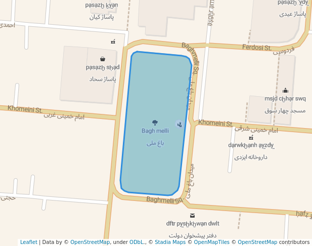 Bagh melli in Najafabad | Map and Routes