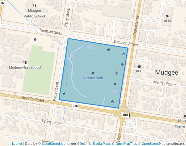Victoria Park in Mudgee | Map and Routes