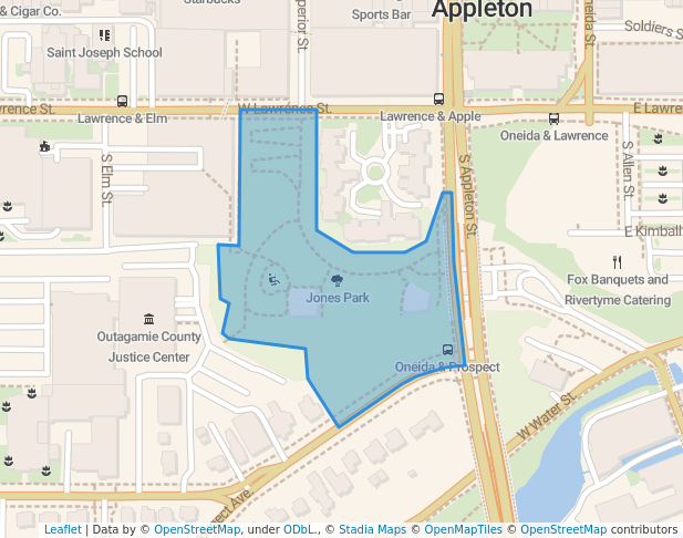 Jones Park in Appleton | Map and Routes