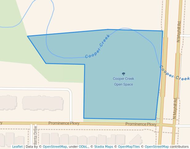 Cooper Creek Open Space in Denton | Map and Routes