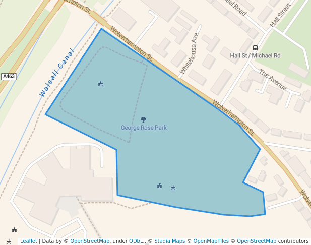 George Rose Park in Wednesbury | Map and Routes