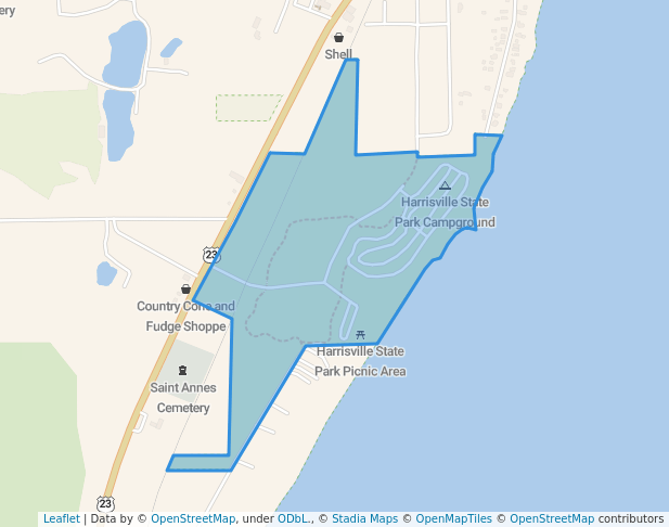 Harrisville State Park in Harrisville | Map and Routes